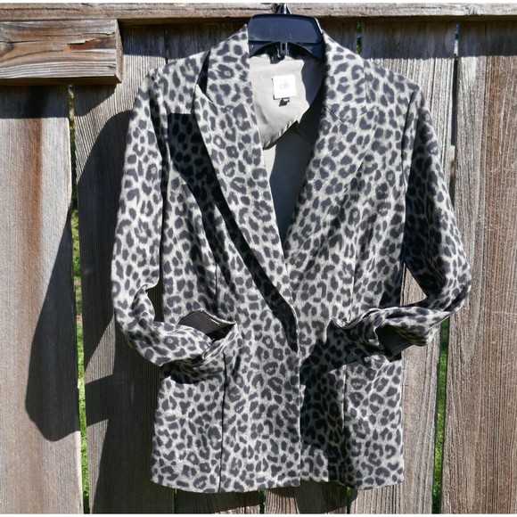 CAbi | Jackets & Coats | Cabi Blazer Womens Black Gray Jungle Leopard ...